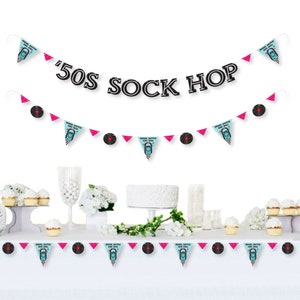 50's Sock Hop - Letter Banner Decoration - 1950's Rock N Roll - 36 ...