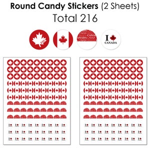 Canada Day - Mini Candy Bar Wrappers, Round Candy Stickers & Circle ...