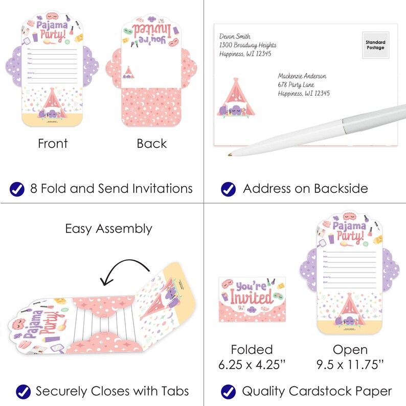 Pajama Slumber Party Fill-in Cards Girls Sleepover - Etsy