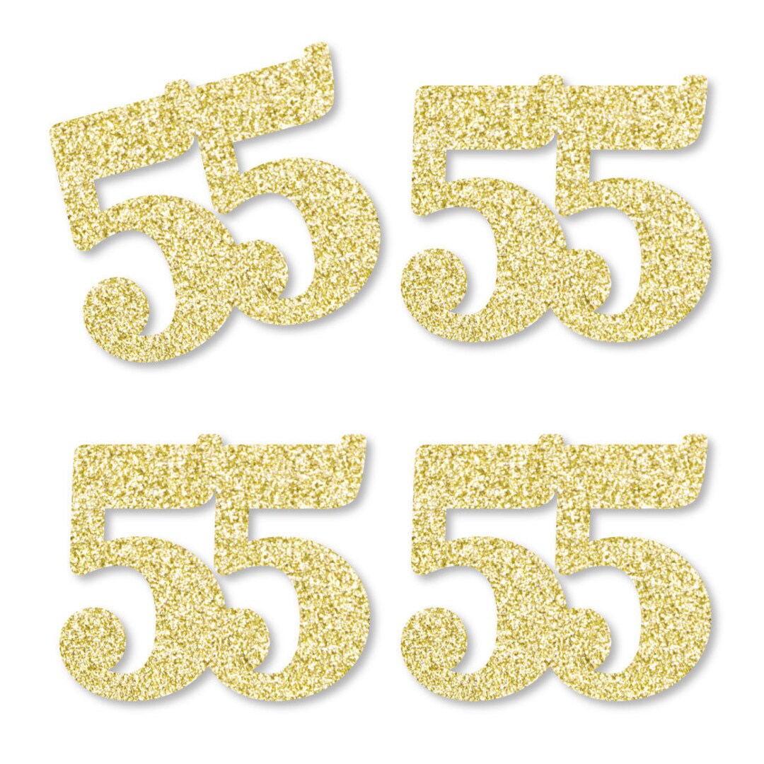 Gold Glitter 55 - No-mess Real Gold Glitter Cut-out Numbers - 55th ...