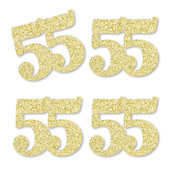 Gold Glitter 55 - No-Mess Real Gold Glitter Cut-Out Numbers - 55th ...