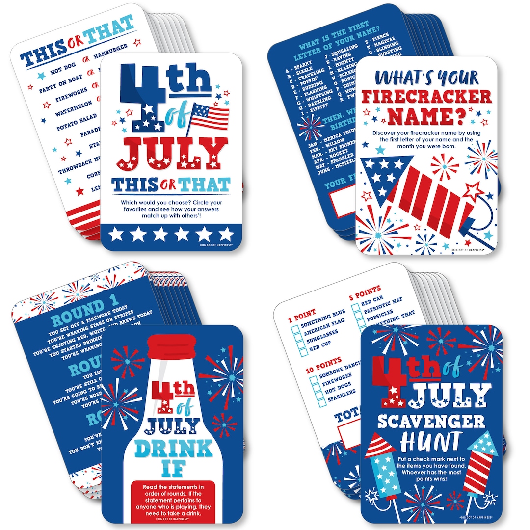 Firecracker 4th of July - 4 Red, White and Royal Blue Party Games - 10 ...