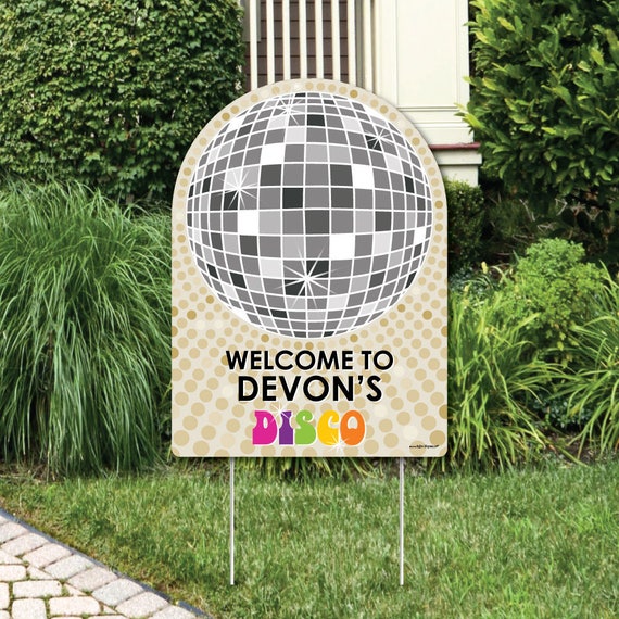 70's Disco Welcome Sign - 1970s Disco Fever Party Outdoor Lawn ...
