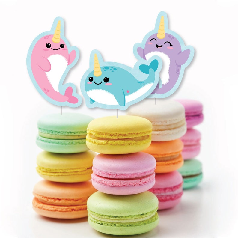 Narwhal Girl DIY Shaped Paper Cut Outs - Under the Sea Baby Shower or ...