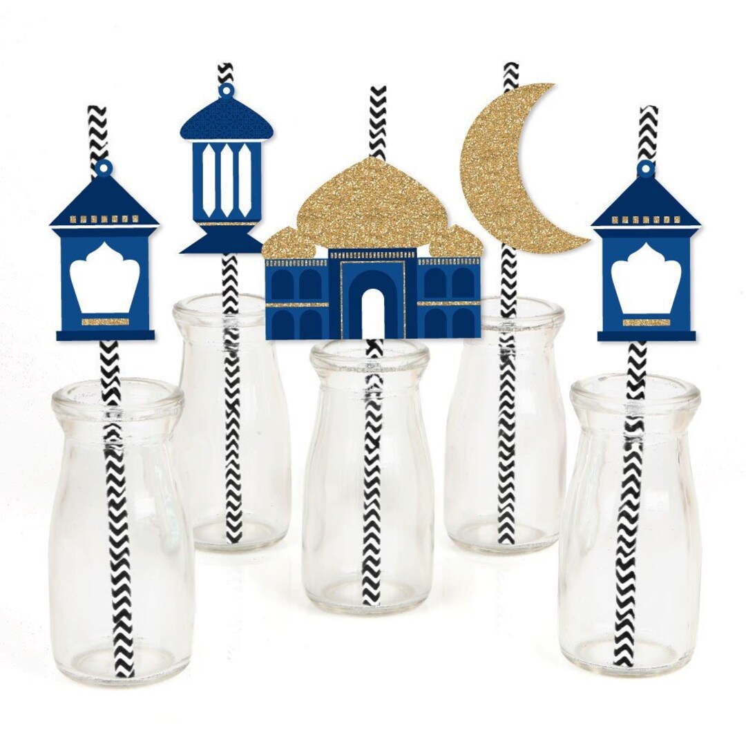 Ramadan - Die-cut Straw Decorations - Eid Mubarak Paper Cut-outs ...