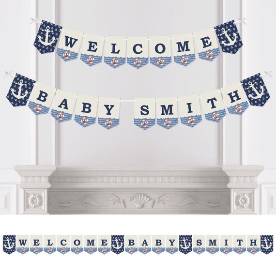 Custom Ahoy - Nautical - Personalized Baby Shower Bunting Banner ...