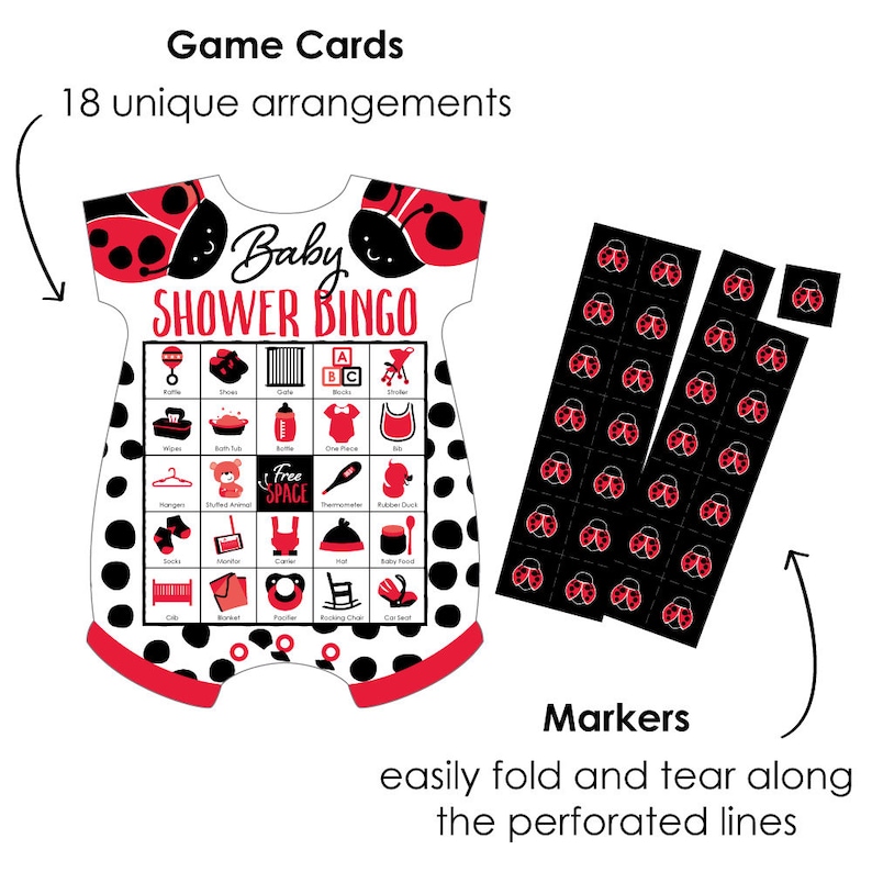 Happy Little Ladybug - Picture Bingo Cards and Markers - Baby Shower ...
