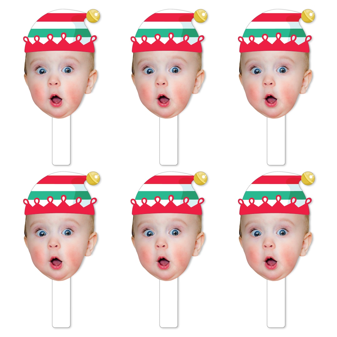 Custom Photo Elf Squad - Head Cut Out Photo Booth and Fan Props - Fun ...