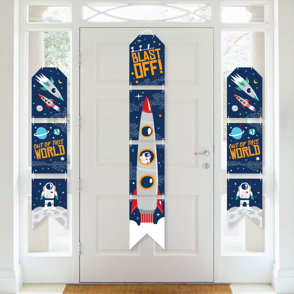 Blast off to Outer Space Hanging Vertical Paper Door Banners | Etsy