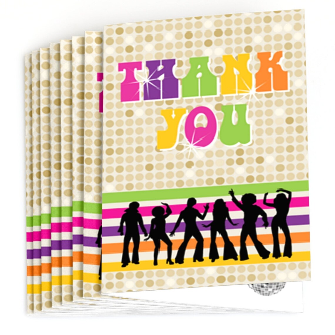 70's Disco Thank You Cards 1970s Disco Fever Party | Etsy