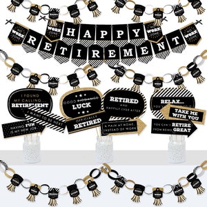 Happy Retirement - Banner and Photo Booth Decorations - Retirement ...