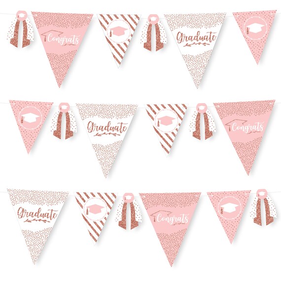 Rose Gold Grad - DIY Graduation Party Pennant Garland Decoration ...