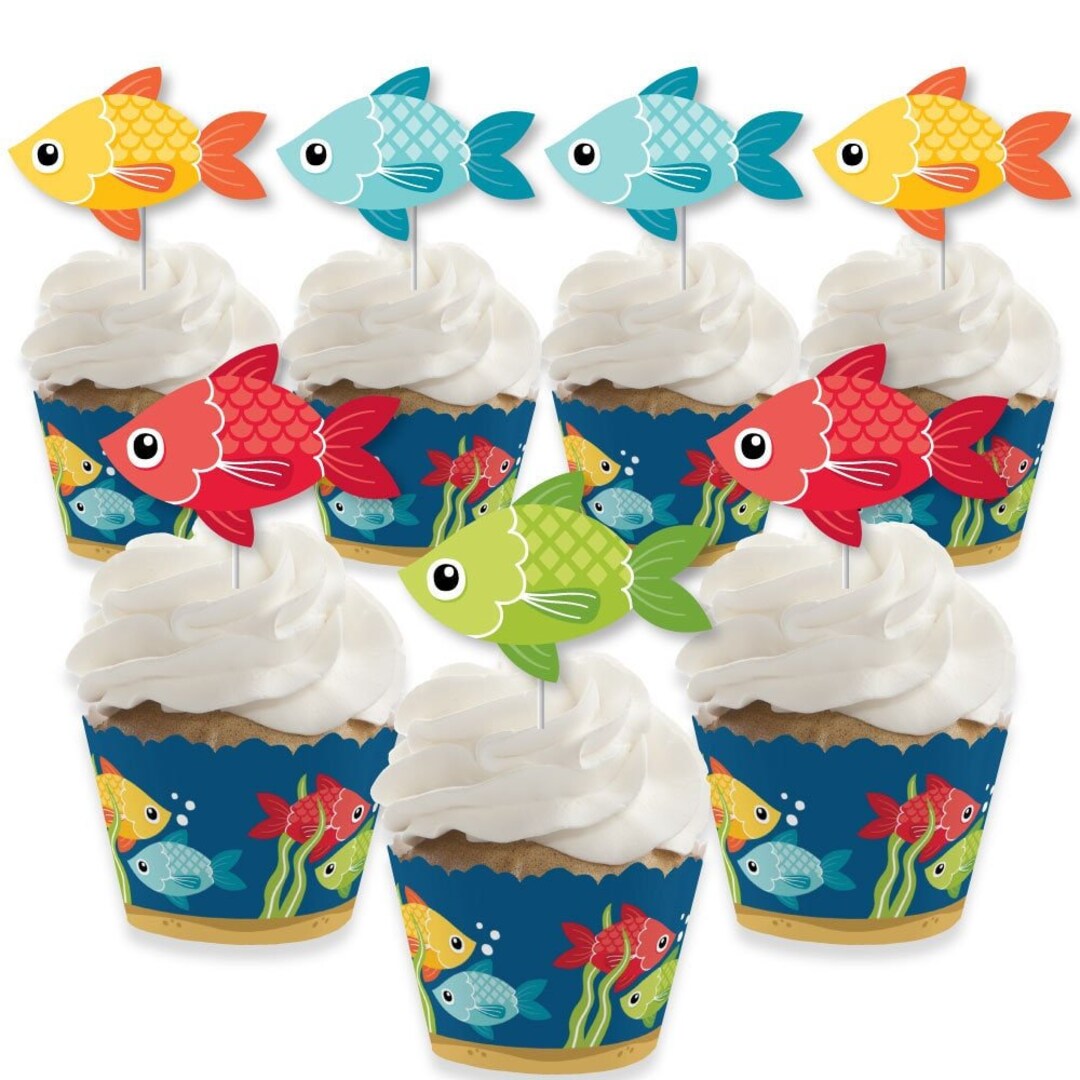 Let’s Go Fishing - Cupcake Decoration - Fish Themed Birthday Party or ...