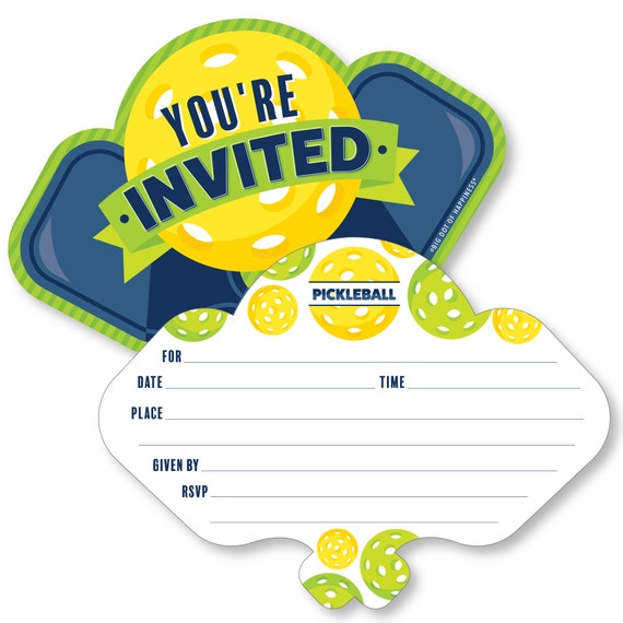 Let’s Rally - Pickleball - Shaped Fill-In Invitations - Birthday or ...