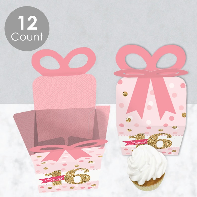Sweet 16 Square Favor Gift Boxes 16th Birthday Party Bow - Etsy