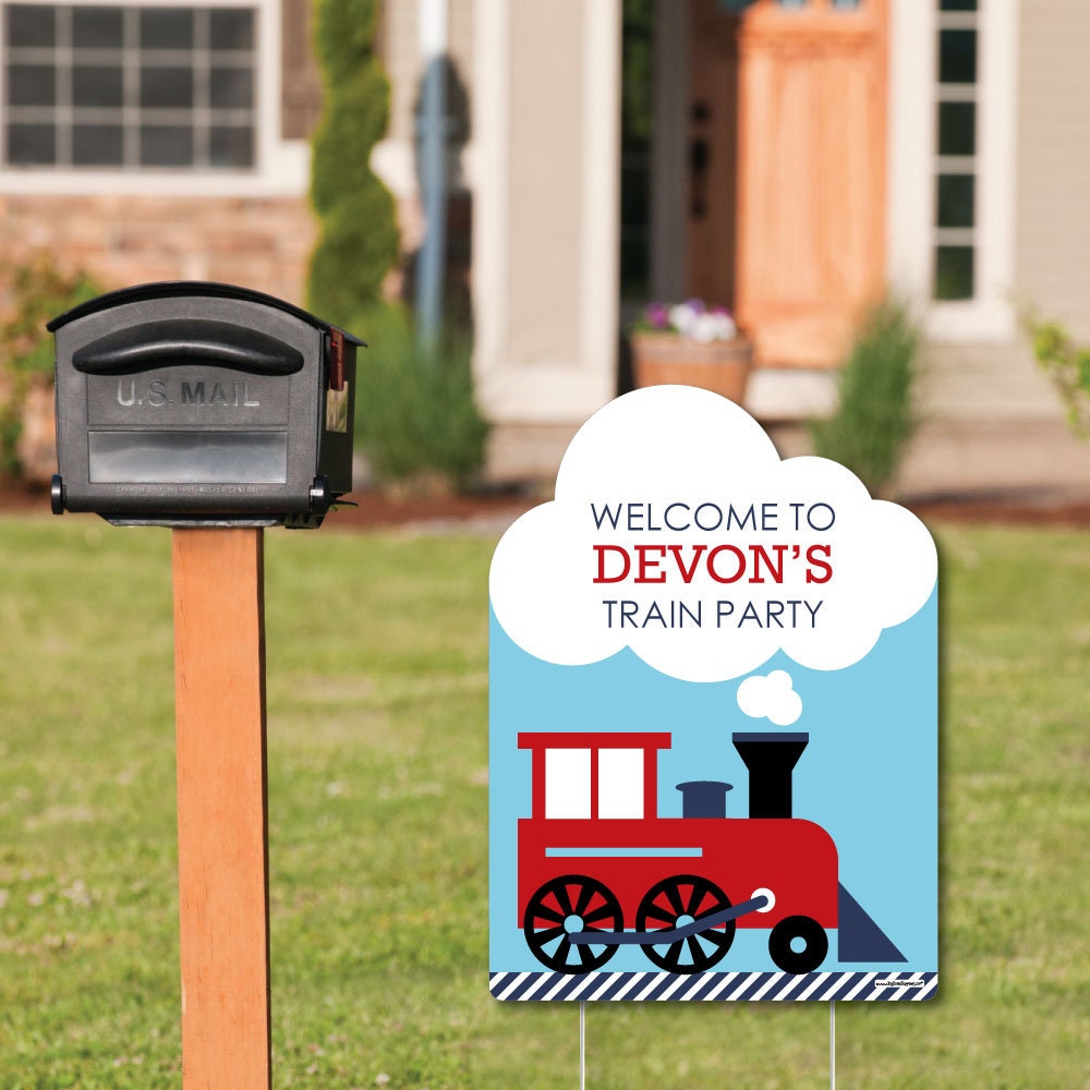 Railroad Party Crossing Welcome Sign Steam Train Birthday | Etsy