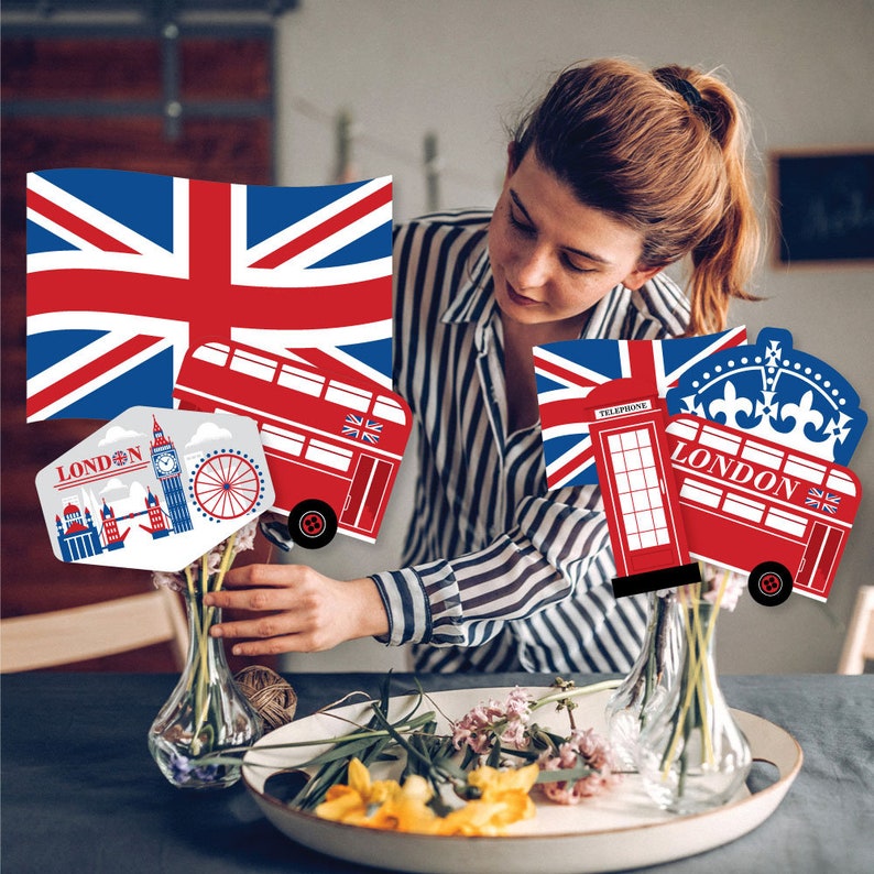 Cheerio London British UK Party Centerpiece Sticks | Etsy