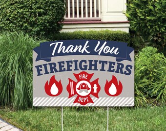 We Support Our Firefighters Lawn Sign shipping and Stake - Etsy