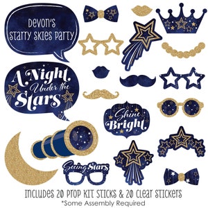 Starry Skies - Personalized Gold Celestial Party Photo Booth Props Kit ...