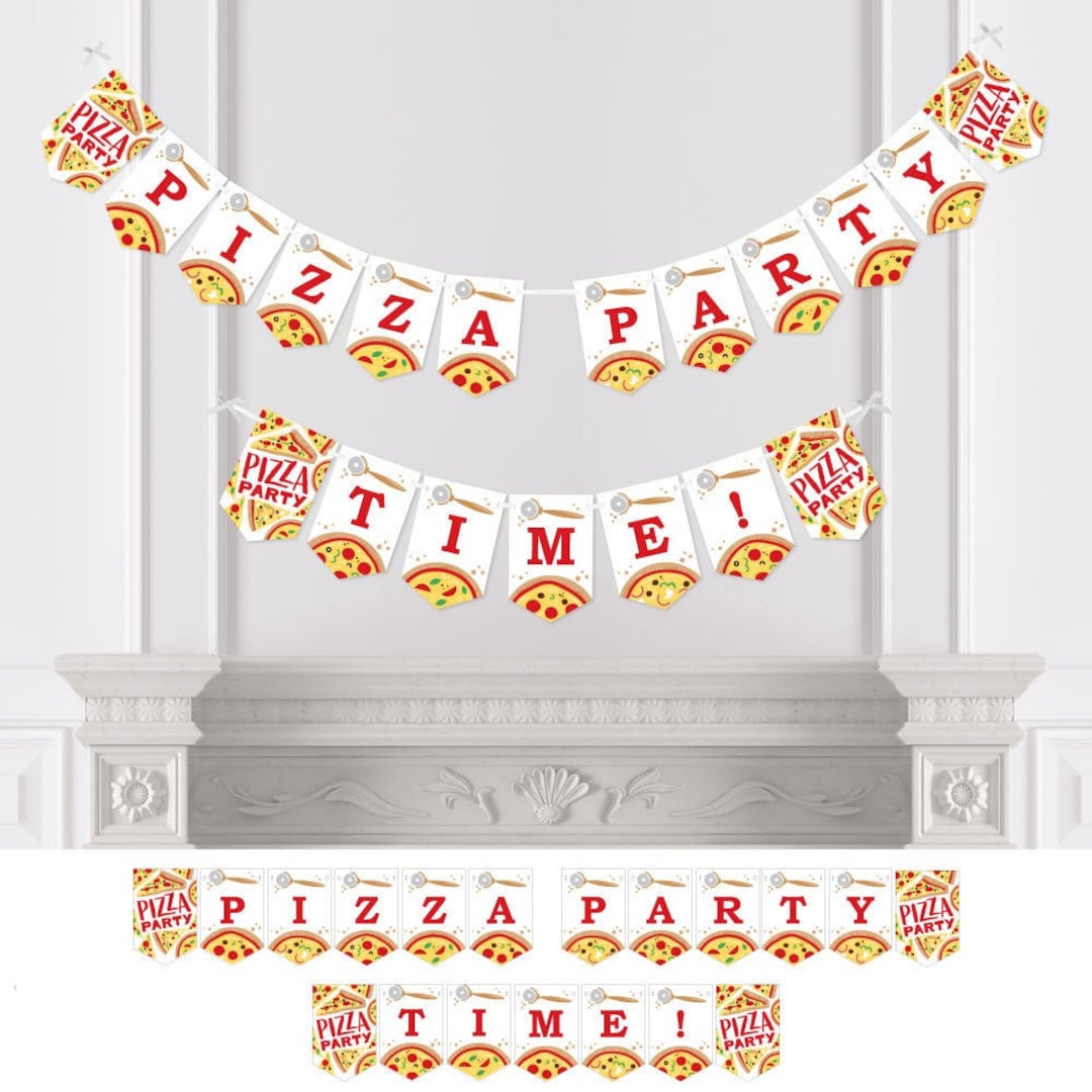 Pizza Party Time - Baby Shower or Birthday Party Bunting Banner - Party ...
