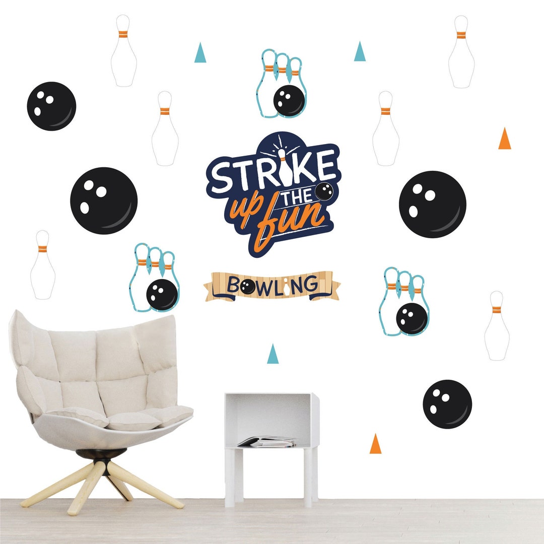 Strike up the Fun - Bowling - Peel and Stick Sports Decor Vinyl Wall ...
