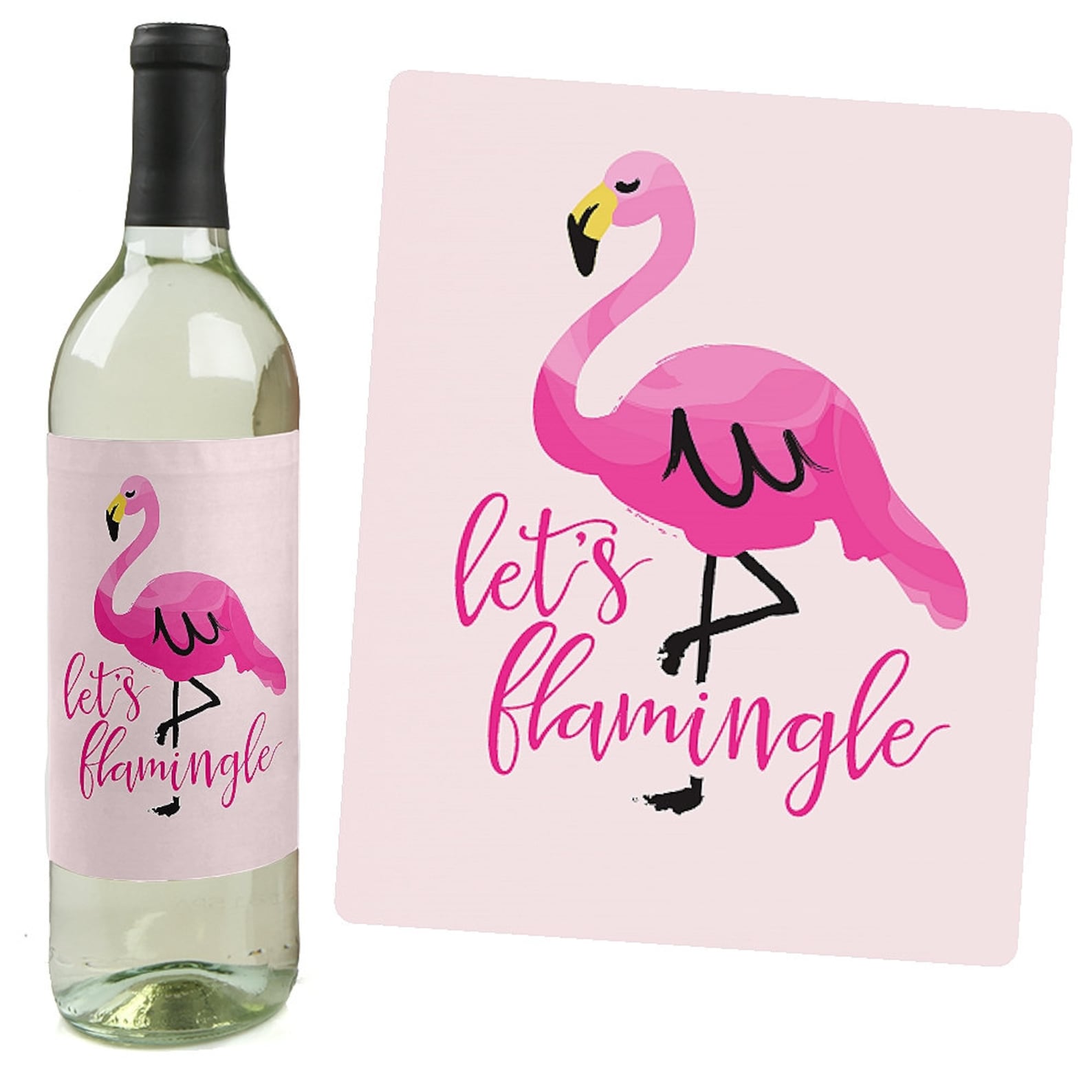 Pink Flamingo Wine Bottle Labels Tropical Summer Party Wine - Etsy