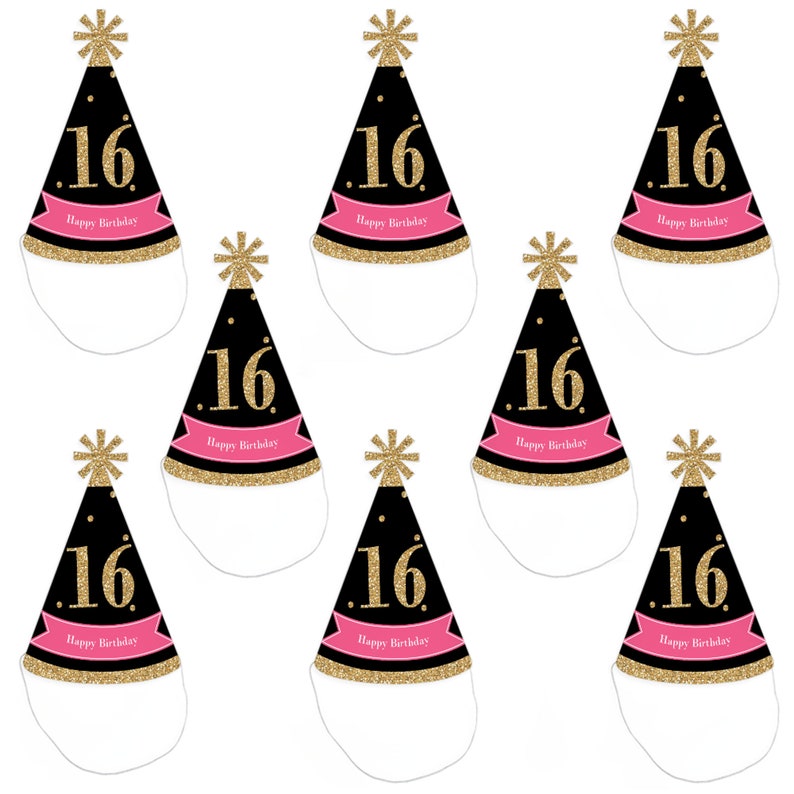 Chic 16th Birthday Cone Happy Birthday Party Hats for Adults - Etsy