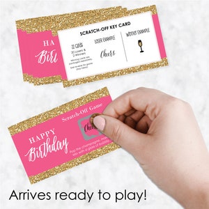 Chic Happy Birthday – Pink and Gold Party Scratch off Game - Birthday ...