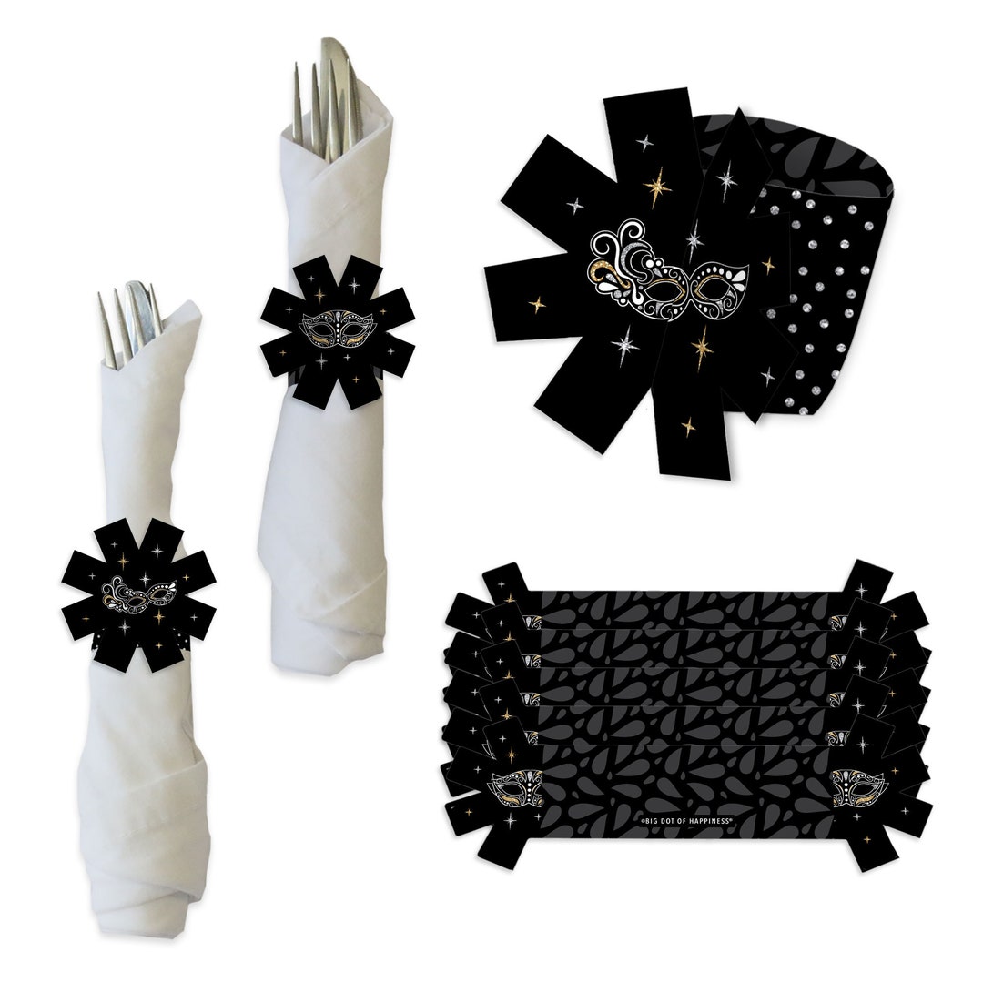 Masquerade - Venetian Mask Party Paper Napkin Holder - Napkin Rings ...