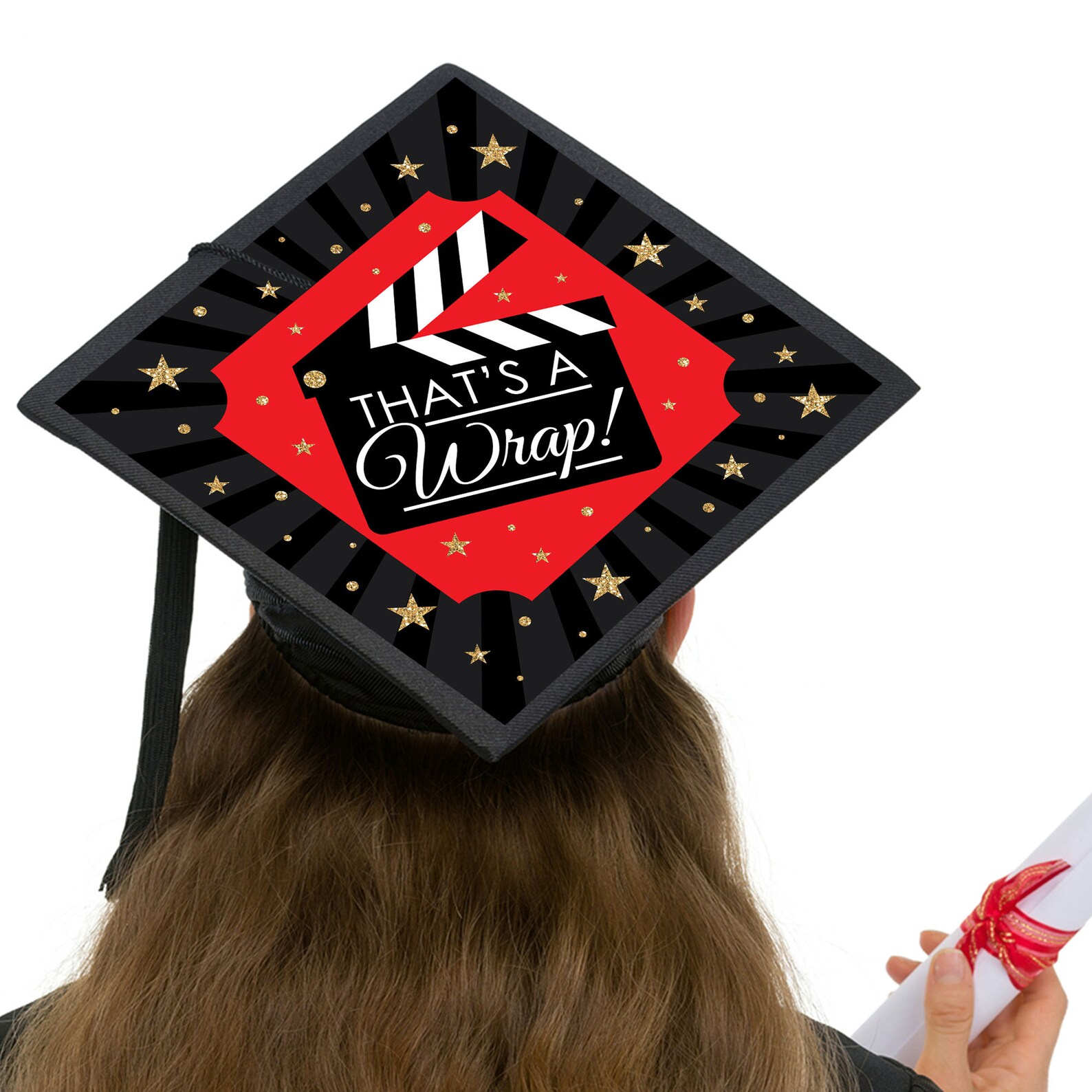 That’s a Wrap - Movie Graduation Cap Decorations Kit - Grad Cap Cover ...