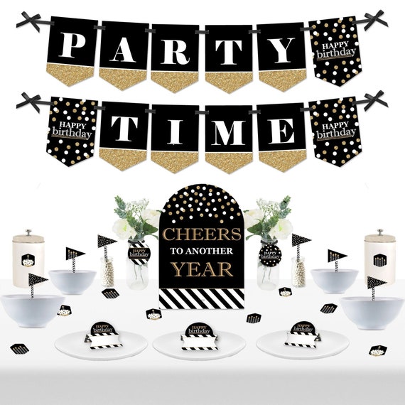 Adult Happy Birthday - Gold - DIY Birthday Party Signs - Snack Bar Decorations Kit - 50 Pieces ...