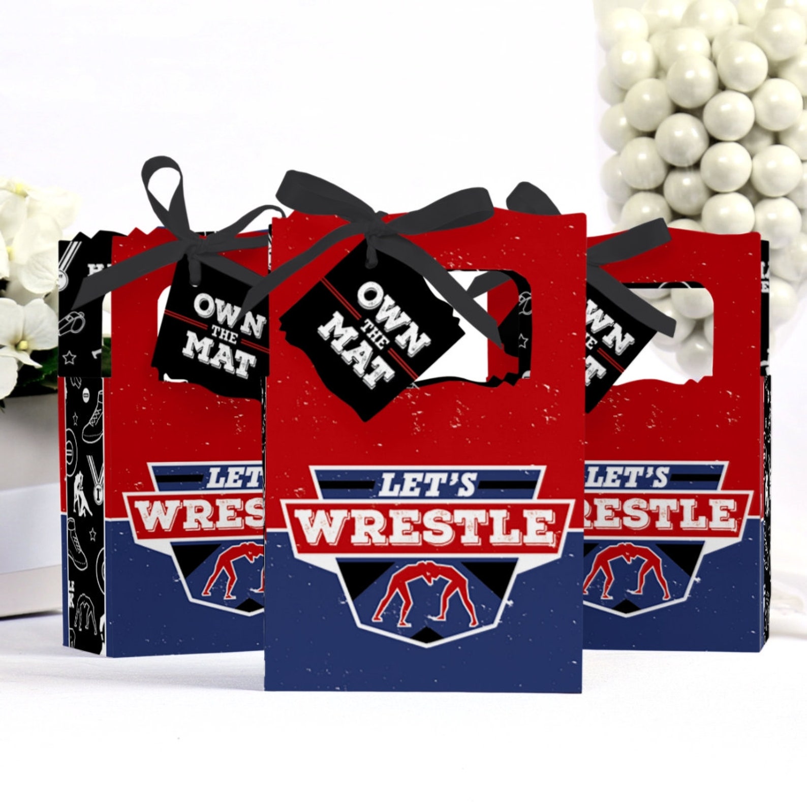 Own the Mat - Wrestling - Birthday Party or Wrestler Party Favor Boxes ...