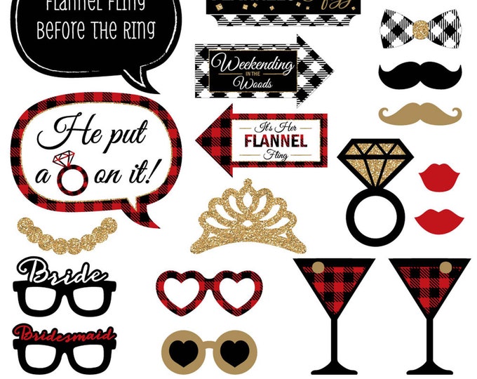 Bachelorette Party - Photo Booth Props - Flannel Fling Before the Ring ...