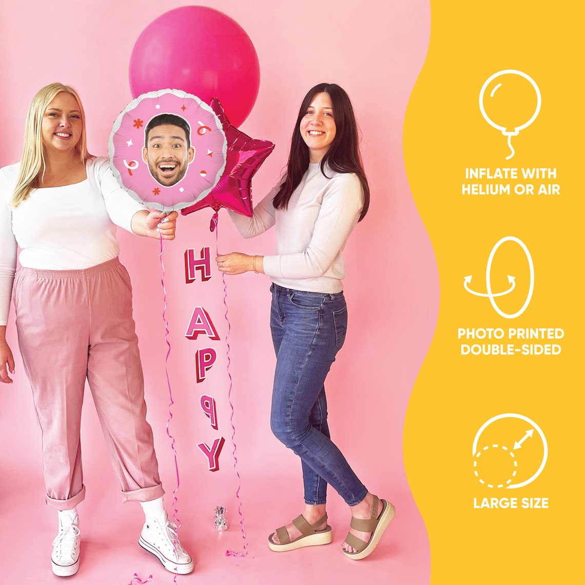 Personalized Fun Face Photo Pink Balloons, Birthday, Baby Shower ...