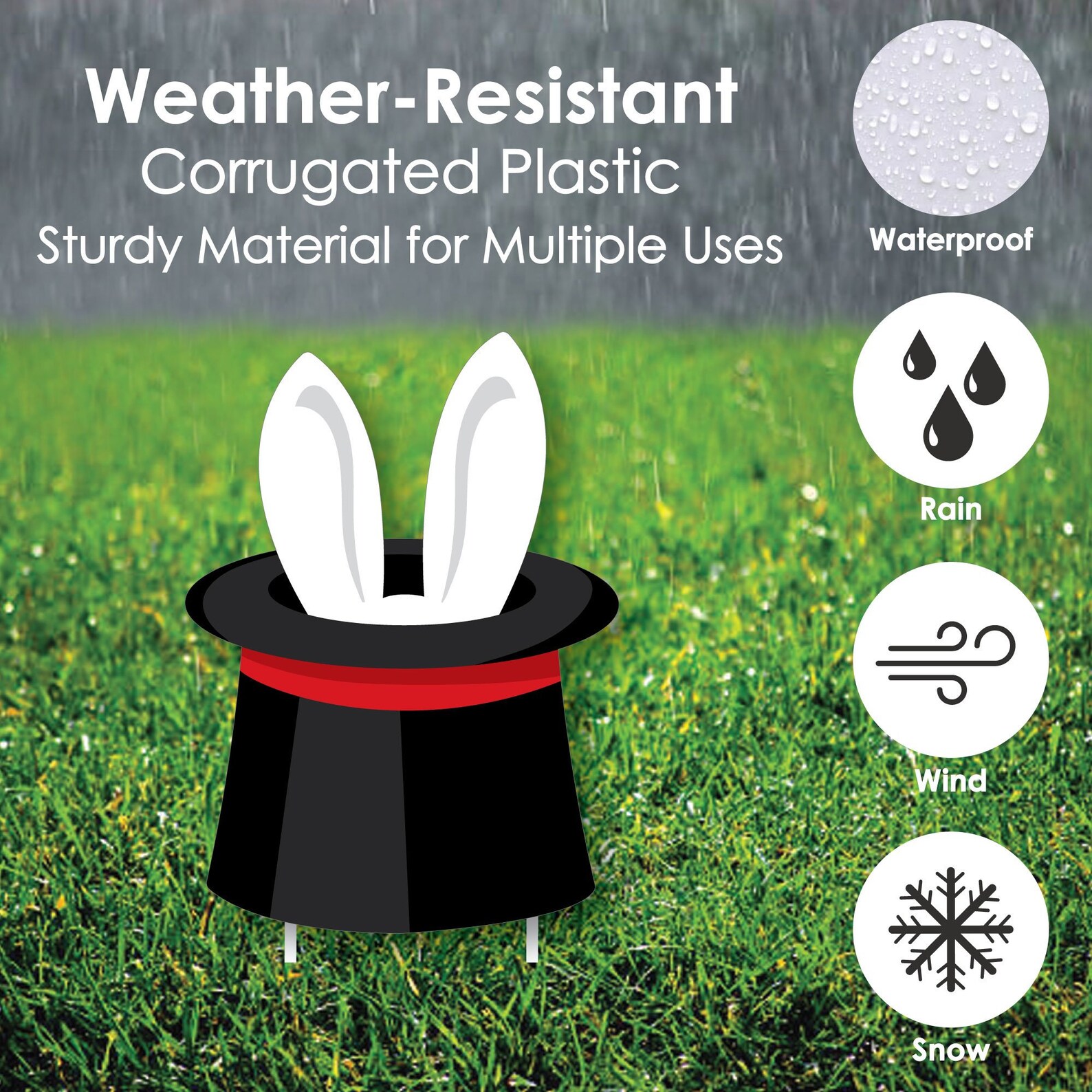 Ta-da Magic Show Rabbit in a Magicians Hat and Cards Lawn | Etsy