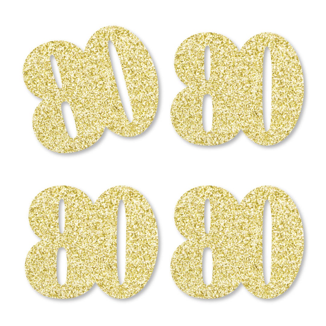 Gold Glitter 80 - No-mess Real Gold Glitter Cut-out Numbers - 80th ...