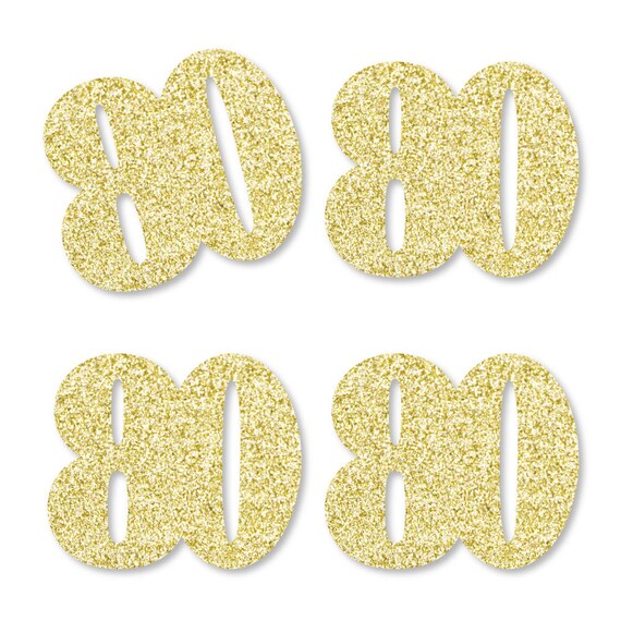 Gold Glitter 80 - No-Mess Real Gold Glitter Cut-Out Numbers - 80th ...