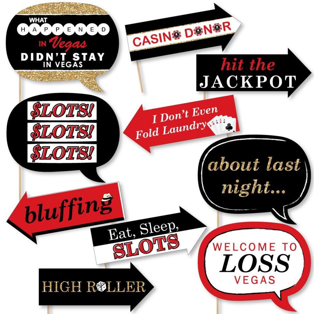 Funny Las Vegas Party Photo Booth Props - Casino Party Photo Booth Prop ...