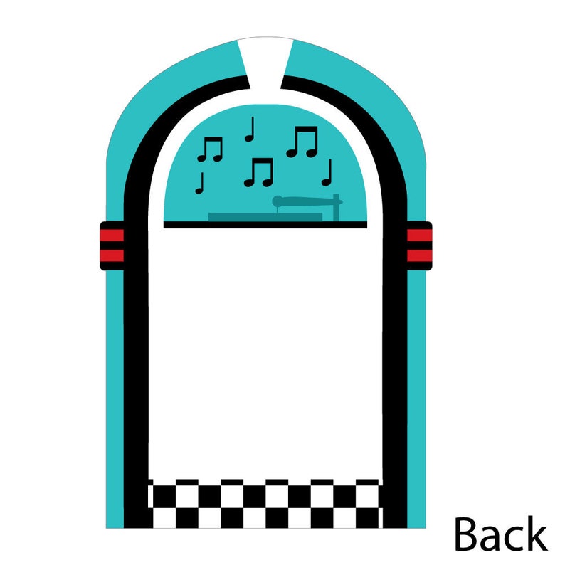 50's Sock Hop - Shaped Thank You Cards - 1950s Rock N Roll Party Thank ...