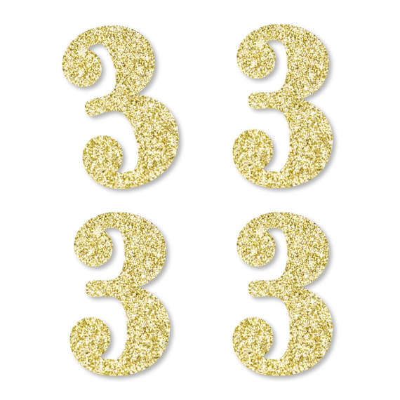 Gold Glitter 3 - No-Mess Real Gold Glitter Cut-Out Numbers - 3rd ...