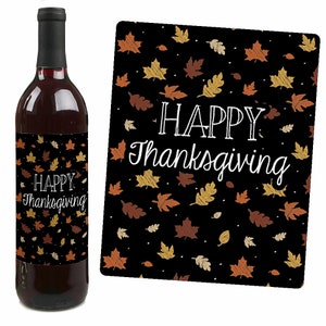 Give Thanks - Thanksgiving Party Holiday Wine Bottle Labels for for ...