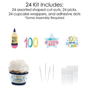 Happy 100th Day of School - Cupcake Decoration - 100 Days Party Cupcake ...