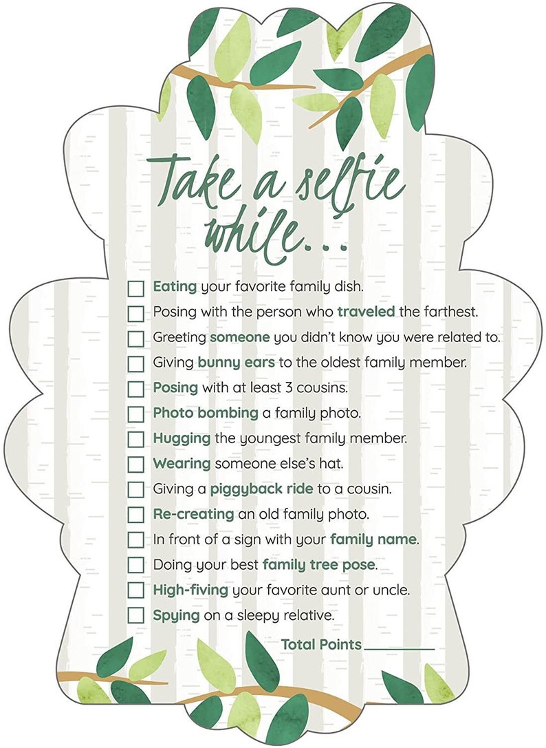 Family Tree Reunion Selfie Scavenger Hunt Family Gathering - Etsy