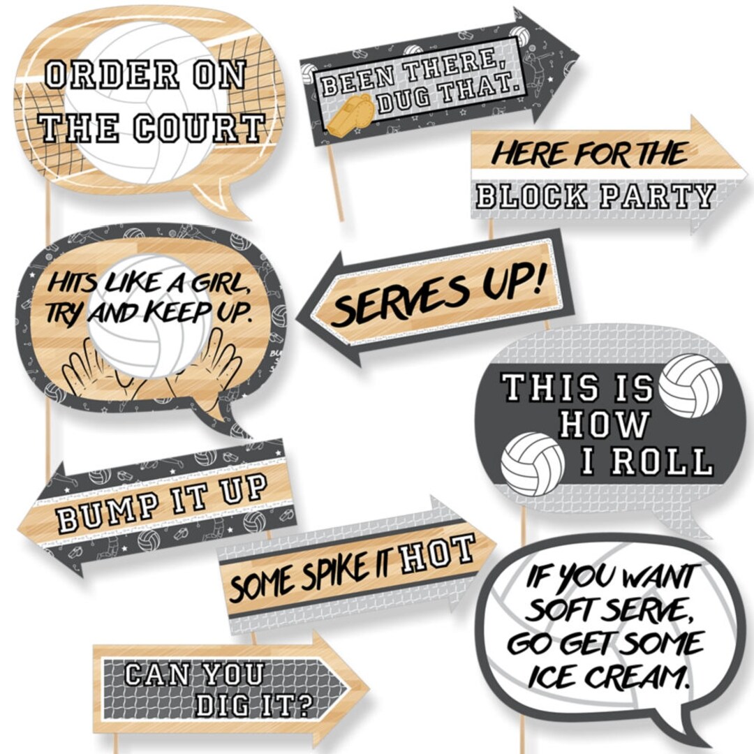 Volleyball Photo Booth Props - Birthday Photo Booth Prop Kit ...