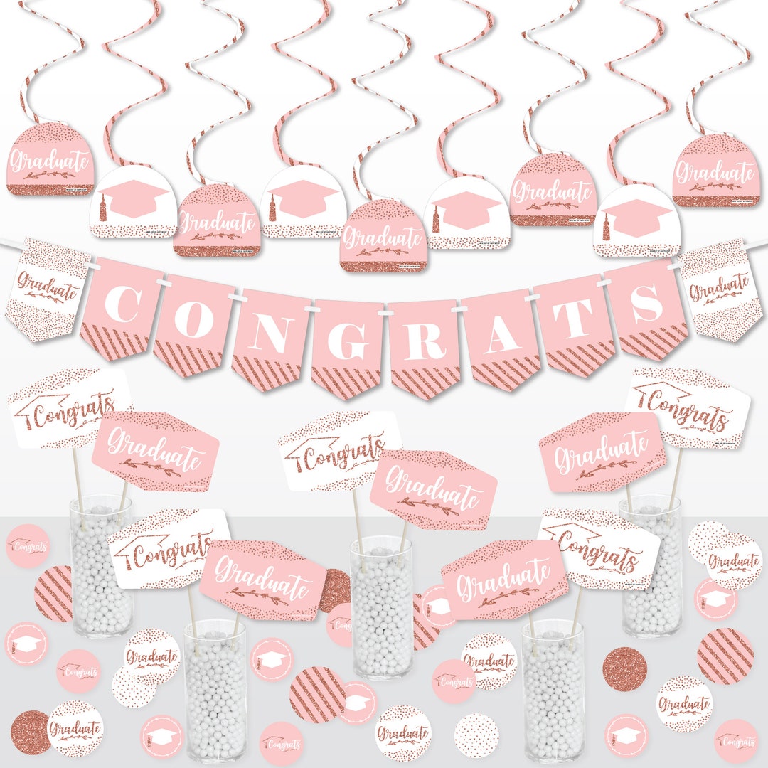 Rose Gold Grad - Graduation Party Supplies Decoration Kit - Decor ...