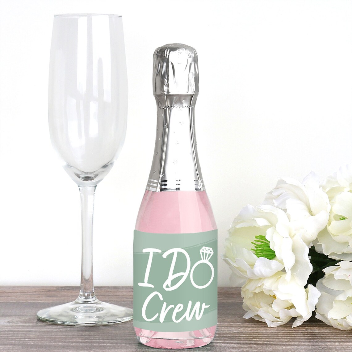 Sage Green Elegantly Simple - Mini Wine or Champagne Bottle Label ...