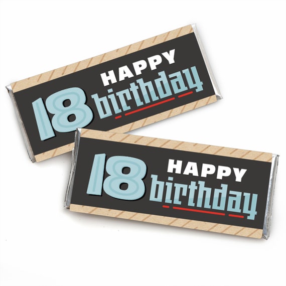 Boy 18th Birthday - Candy Bar Wrapper Eighteenth Birthday Party Favors ...