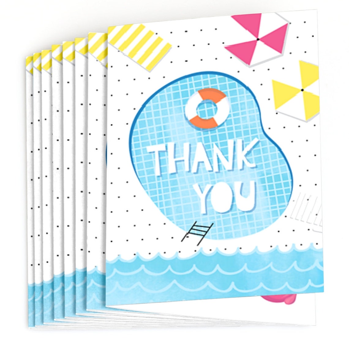 Make A Splash Pool Party Thank You Cards Summer Swimming - Etsy