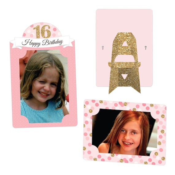 Sweet 16 - 16th Birthday Party 4x6 Picture Display - Paper Photo Frames ...