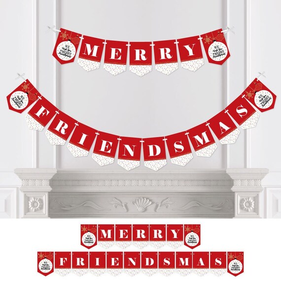Red and Gold Friendsmas - Friends Christmas Party Bunting Banner ...